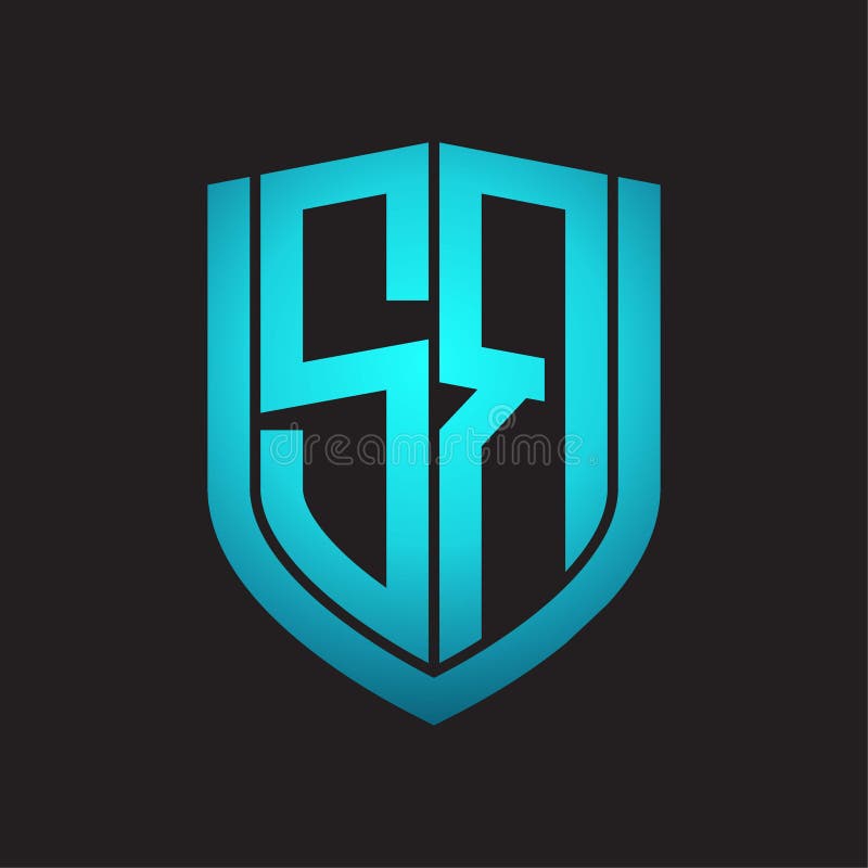SR Logo Monogram with Emblem Shield Design Isolated with Blue Colors on ...