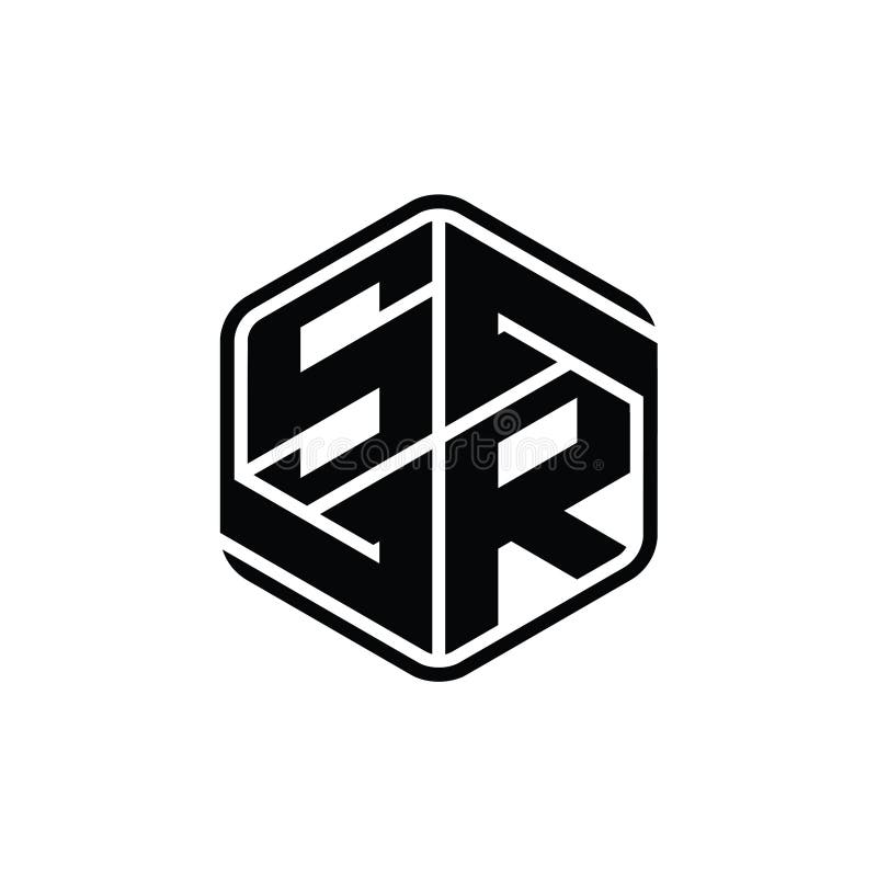 SR Logo Monogram Hexagon Shape with Ornament Abstract Isolated Outline ...