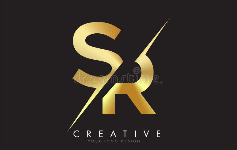 SR S R Golden Letter Logo Design with a Creative Cut Stock Vector ...