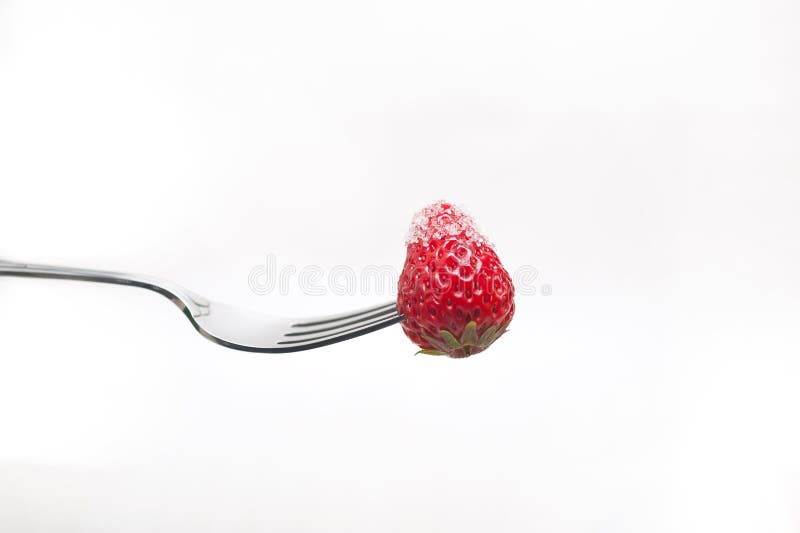 Srawberry on a Fork Isolated Stock Image - Image of concept, color ...