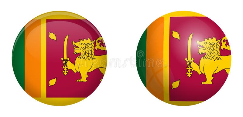 Sri Lanka Ceylon Flag Under 3d Dome Button and on Glossy Sphere / Ball ...