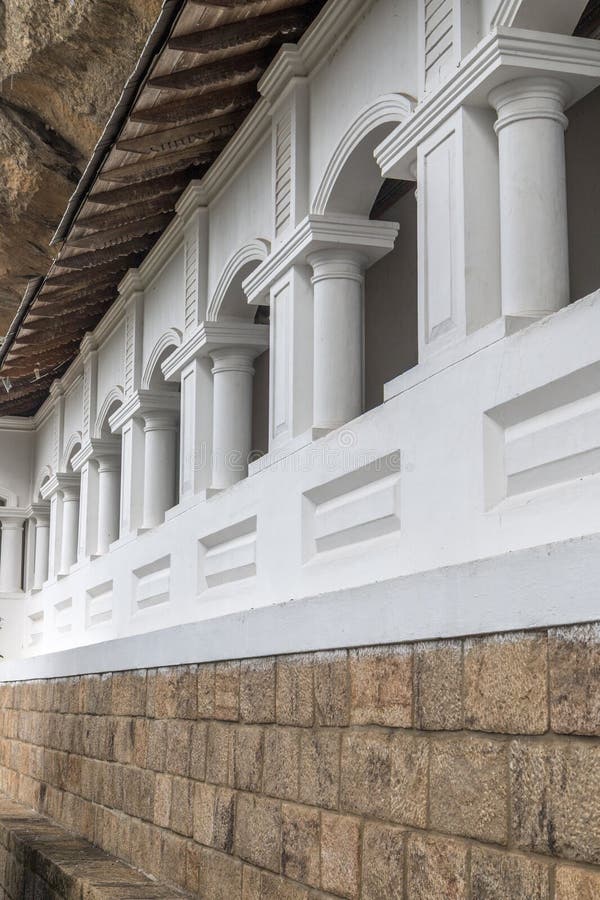 Sri Lanka - Dambulla - Temple Exterior - White Architectural Facade ...