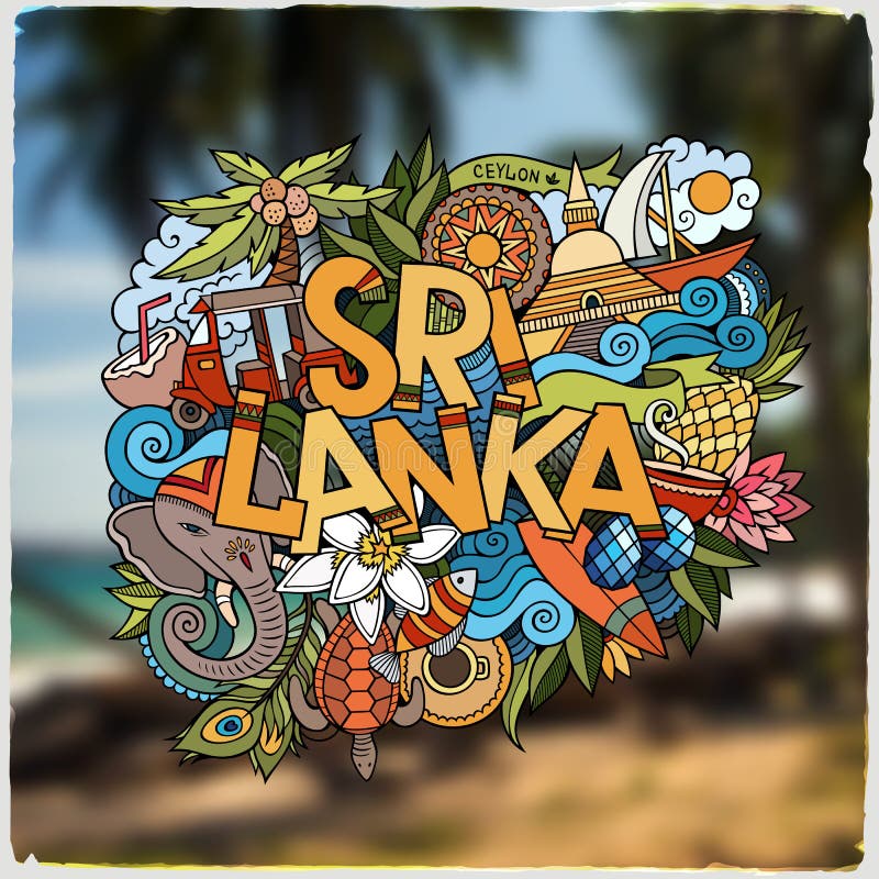 Sri Lanka Hand Lettering and Doodles Elements and Stock Vector ...