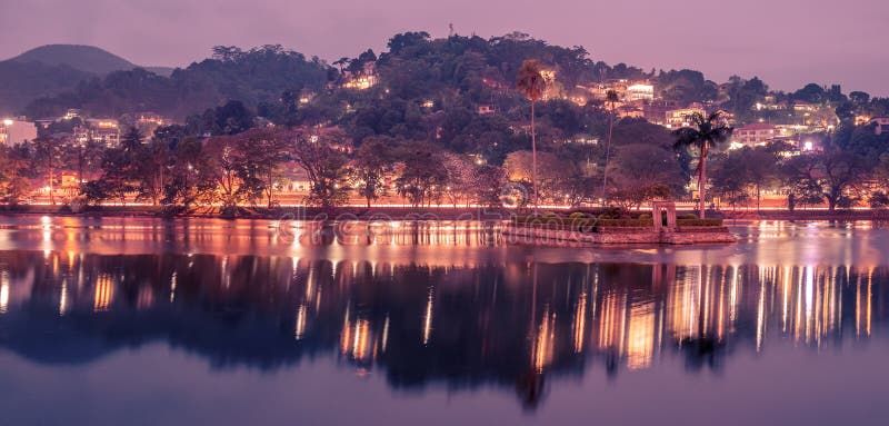 Sri Lanka: the Old Town of Kandy at Night Stock Image - Image of ...