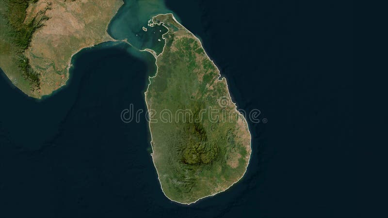 Sri Lanka Outlined. Low-res Satellite Stock Illustration - Illustration ...