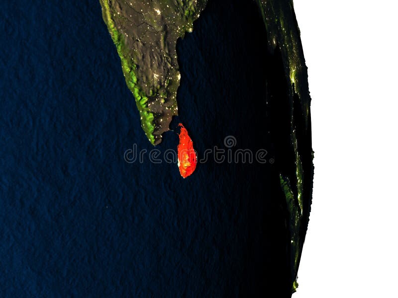 Sri Lanka Van Ruimte Tijdens Schemer Stock Illustratie - Illustration ...