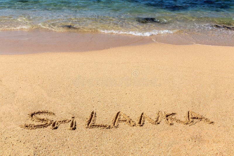 Sri Lanka Written in a Sandy Stock Photo - Image of paradise, island ...