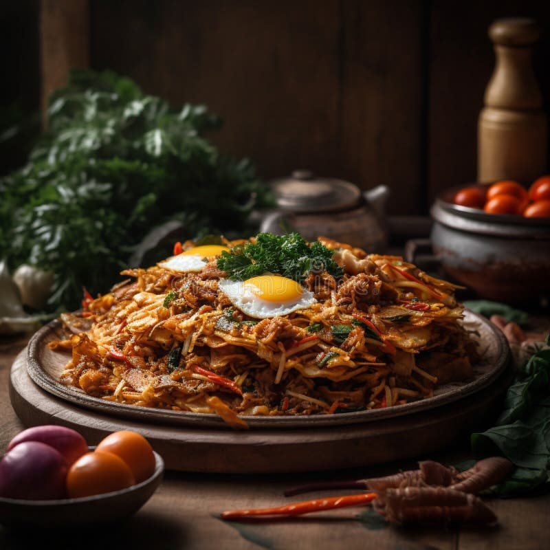 Sri Lankan Kottu Roti Dynamic And Colorful Flatbread Stir Fry With Vegetables Meat And Spices
