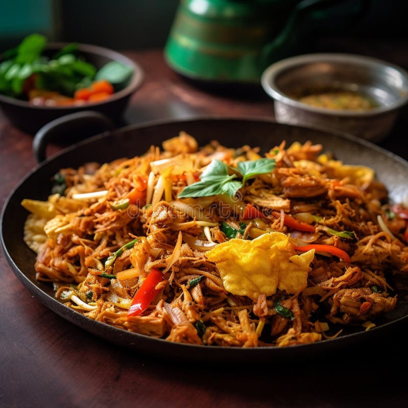 Sri Lankan Kottu Roti Dynamic And Colorful Flatbread Stir Fry With Vegetables Meat And Spices