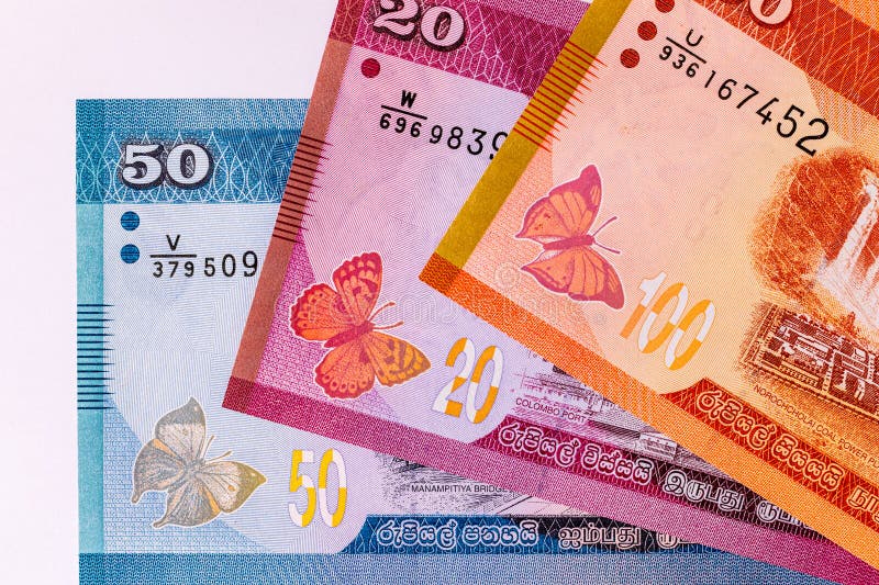 Sri Lankan Money. Various Sri Lankan Paper Banknotes Stock Photo ...