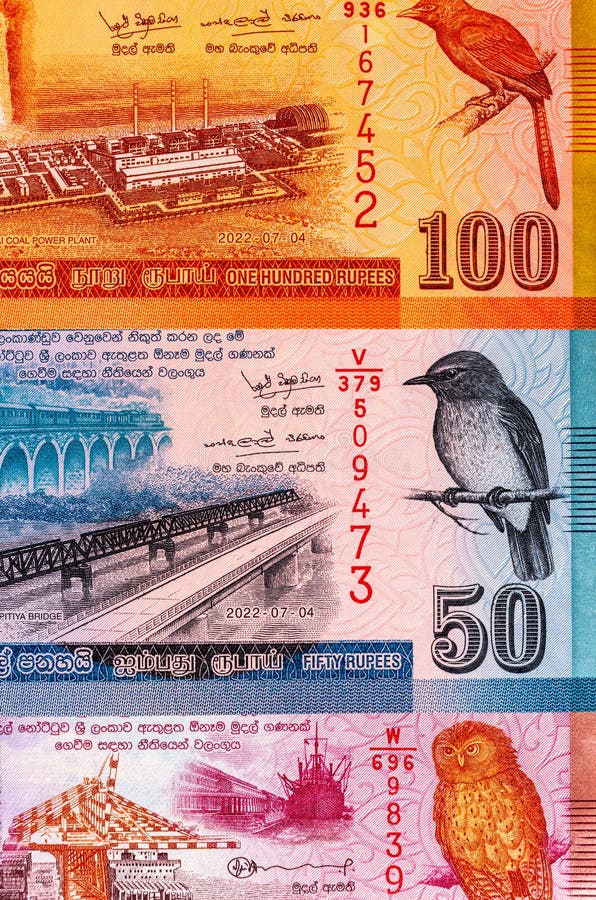Sri Lankan Money. Various Sri Lankan Paper Banknotes Stock Photo ...