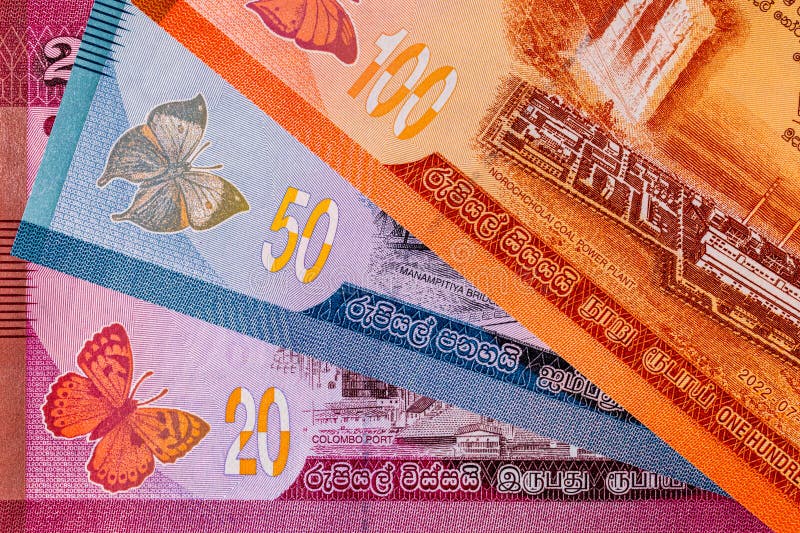 Sri Lankan Money. Various Sri Lankan Paper Banknotes Stock Image ...