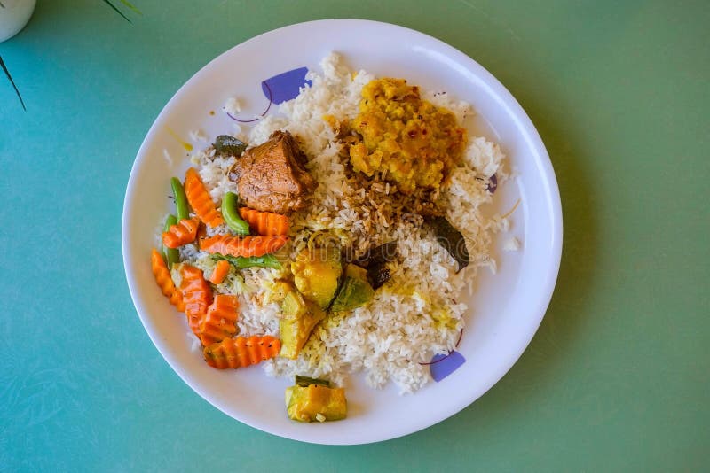 Sri Lankan Rice and Curry Dish Stock Photo - Image of meal, hopper ...