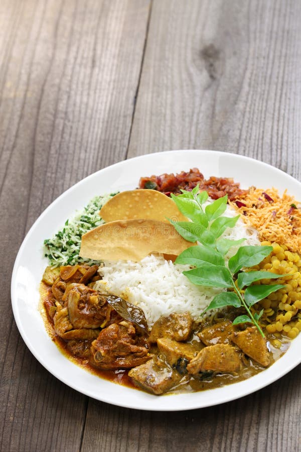 Sri Lankan Rice and Curry Dish Stock Photo - Image of traditional ...