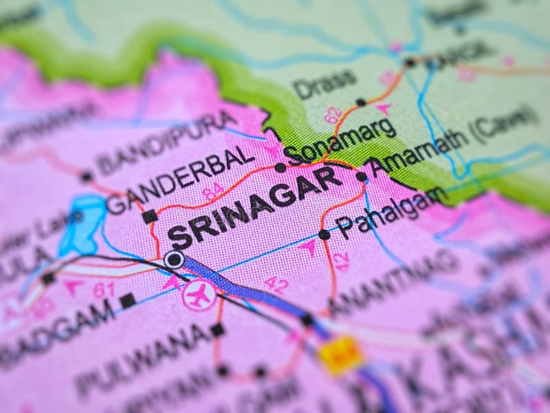 Sri Nagar on a Map of India with Blur Effect Stock Photo - Image of ...