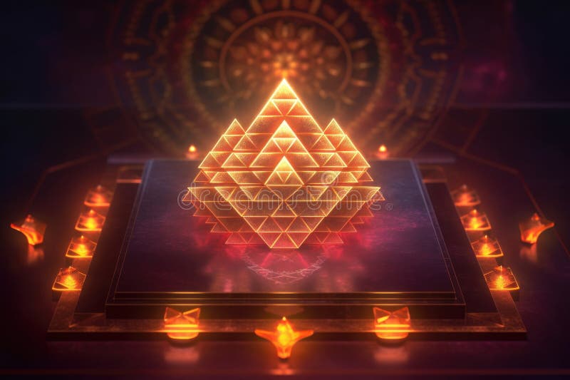 Sri Yantra Symbol with Glowing Light Effects Stock Illustration ...