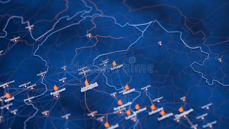 Srinagar Map Big Data Visualization. Futuristic Map Infographic of City ...