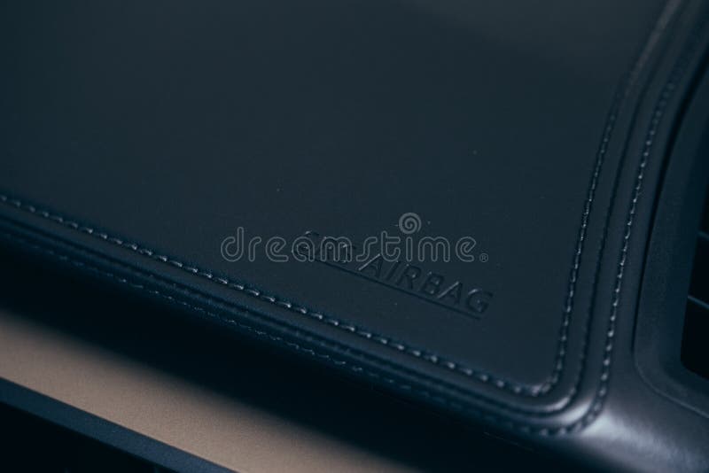 Detailed Image of a Dashboard Airbag Zone Leather Stitch Work Stock ...