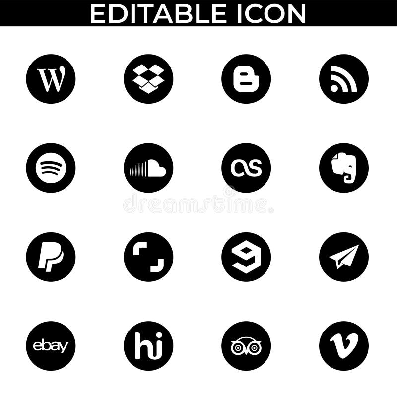 Simple Set of Social Media Fill and Line Vector Icon Editorial ...