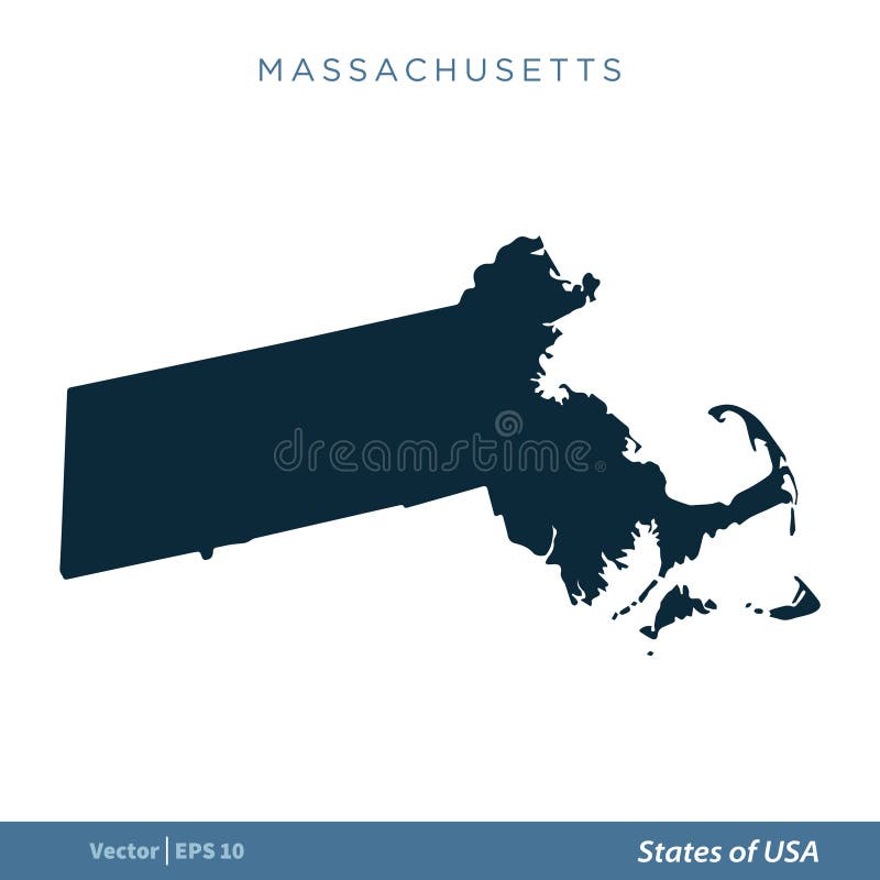Massachusetts - States of US Map Icon Vector Template Illustration ...