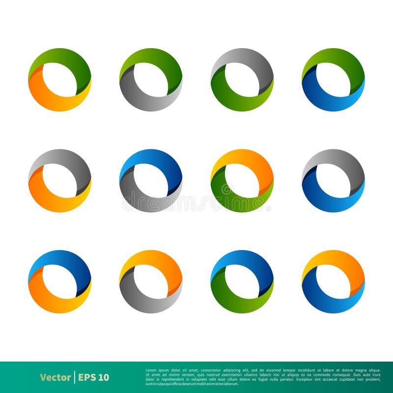 Set Geometric Circle 3D Icon Vector Logo Template Illustration Design ...