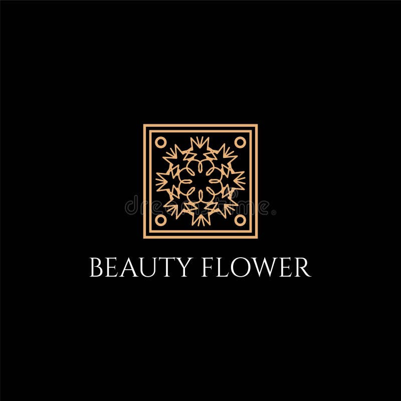 Golden Elegant Luxury Flower Line Pattern Logo Design Vector Stock ...