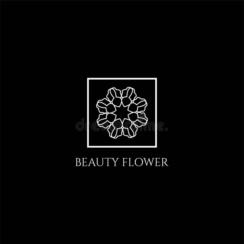 Square Elegant Luxury Flower Line Pattern Logo Design Vector Stock ...