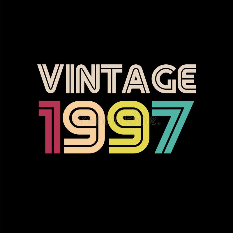 1997 Vector Vintage Retro T Shirt Design Black Background Stock Vector ...
