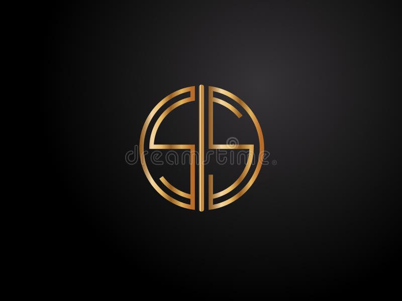 SS Initial Circle Shape Gold Color Later Logo Design Stock Vector ...