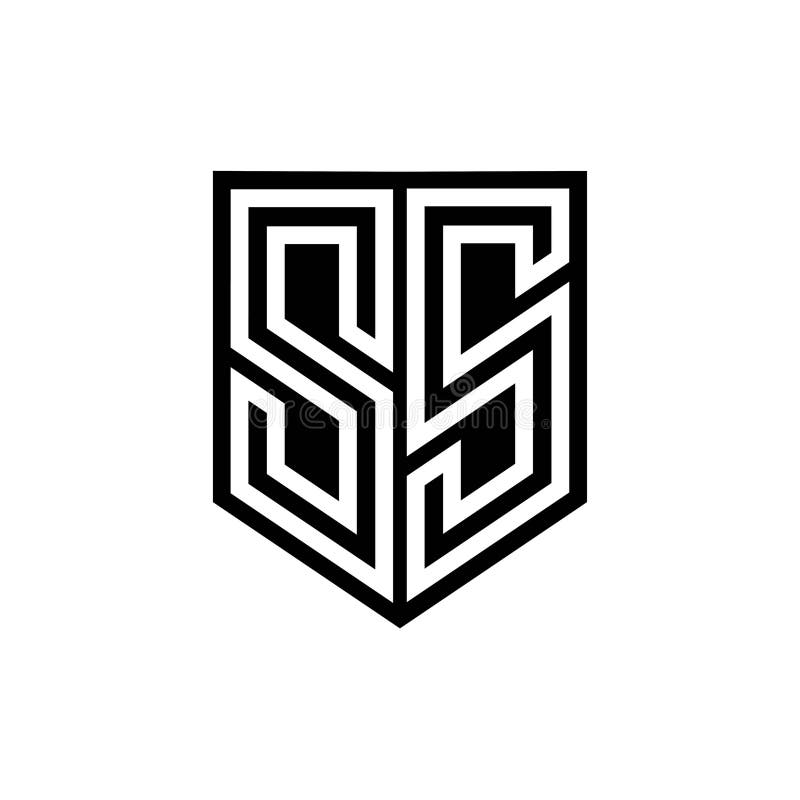 SS Logo Monogram Shield Geometric White Line Inside Black Shield Color ...