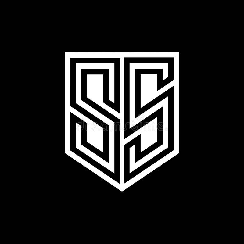 SS Logo Monogram Shield Geometric Black Line Inside White Shield Color ...