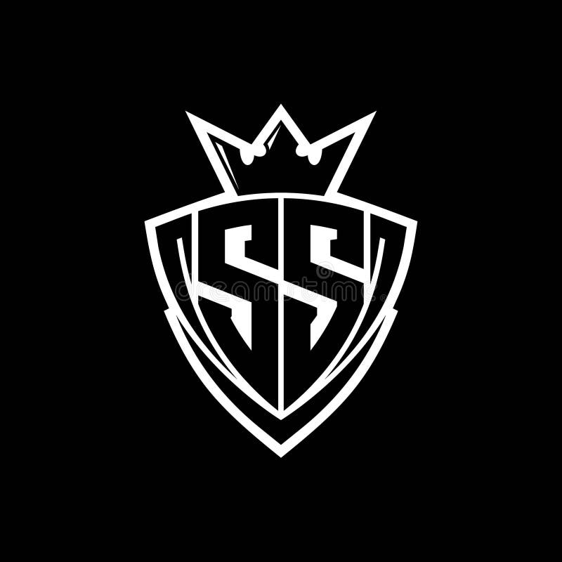 SS Letter Logo with Sharp Triangle Shield Shape with Crown Inside White ...
