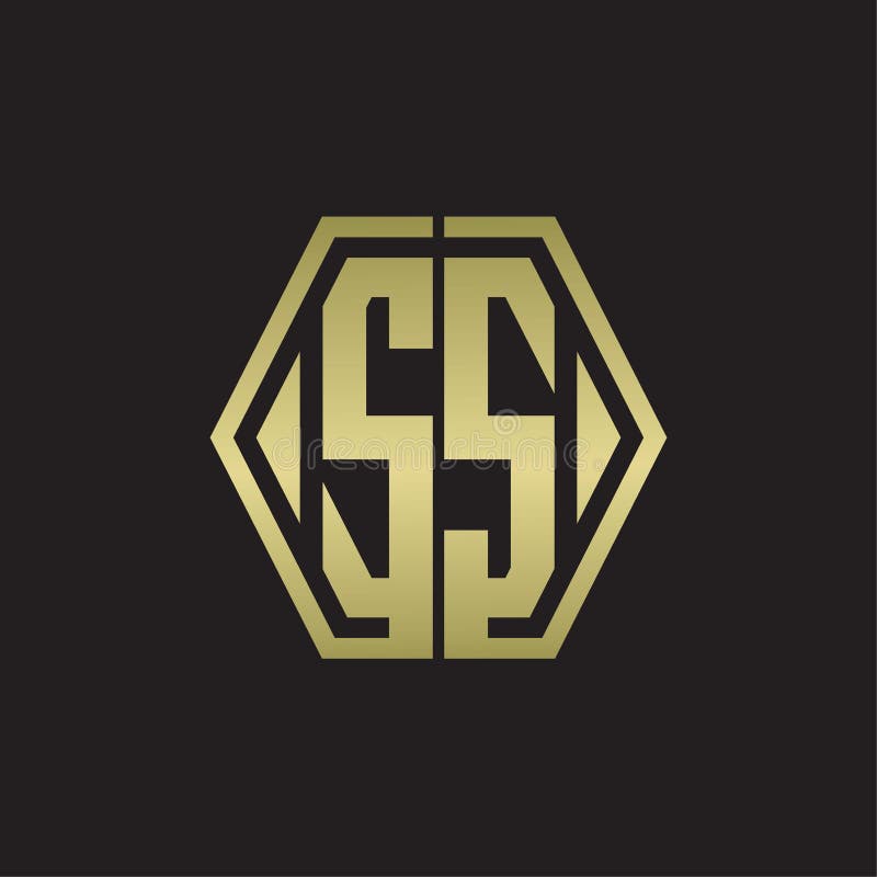 SS Logo Monogram with Hexagon Line Rounded Design Template with Gold ...