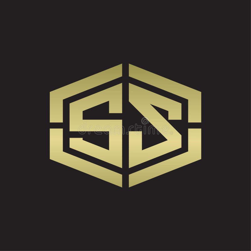 SS Logo Monogram with Hexagon Shape and Piece Line Rounded Design ...