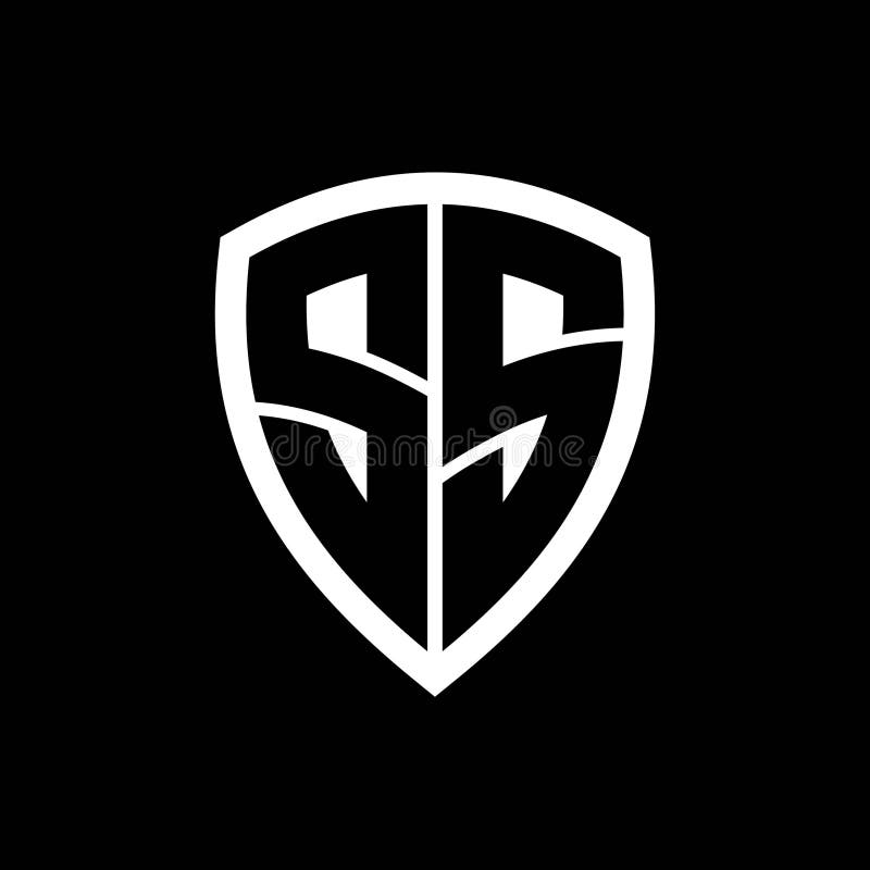 SS Monogram Logo with Bold Letters Shield Shape with Black and White ...