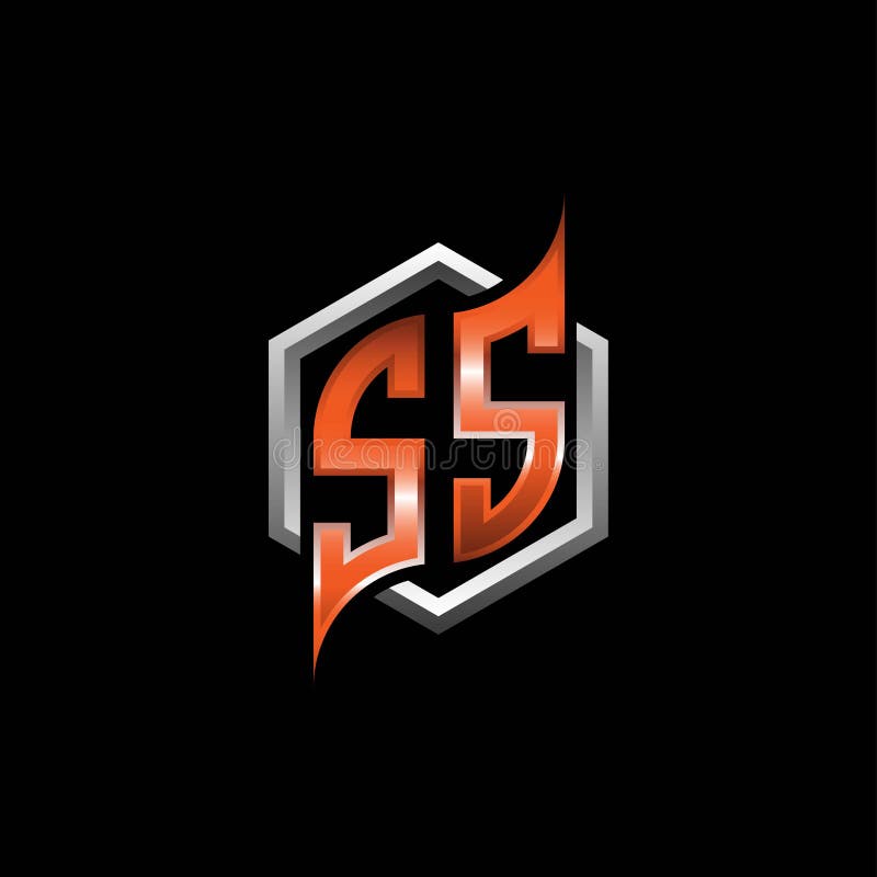 SS Monogram Geometric Orange with Hexagonal Rounded Stock Vector ...