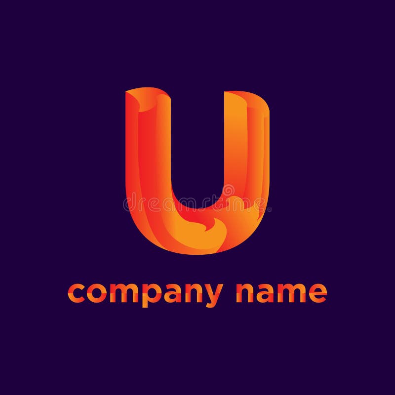 Modern 3D Futuristic Initial Letter U Logo Design Stock Vector ...