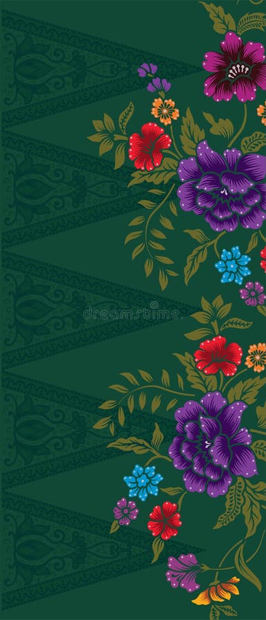 Intricate "batik Songket" Design with Vibrant Floral Patterns Against a ...