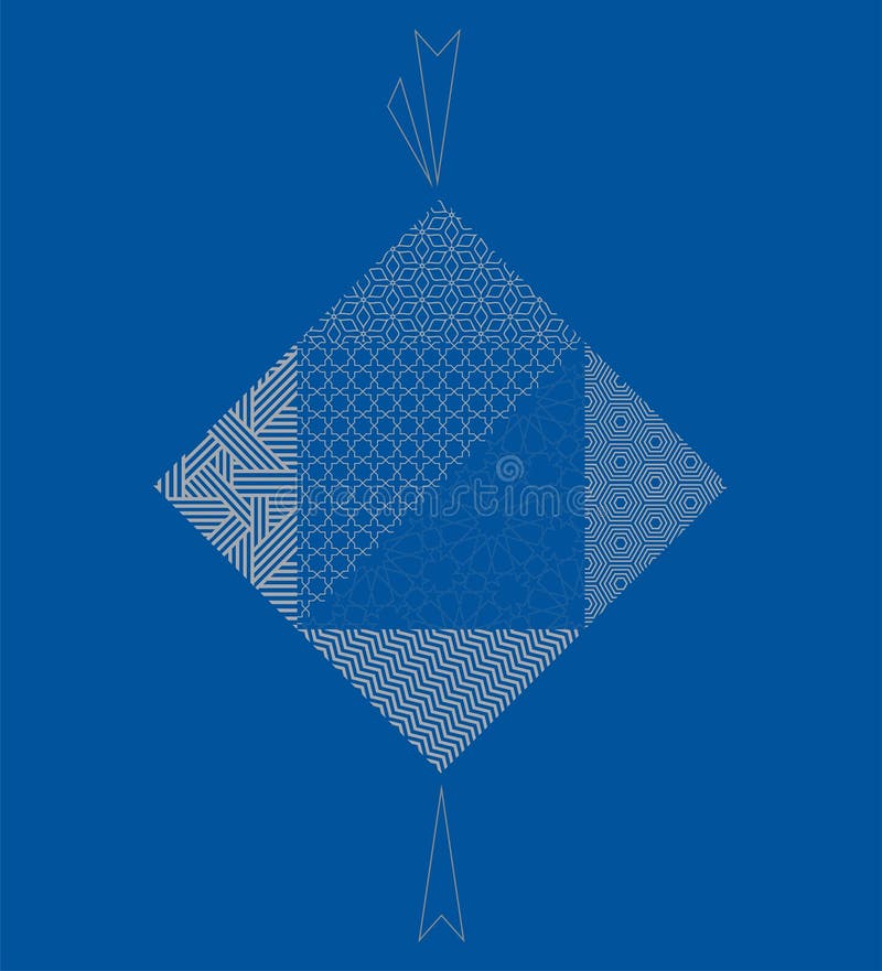 A Geometric Kite or "Ketupat" Shape Featuring a Patchwork of Intricate ...