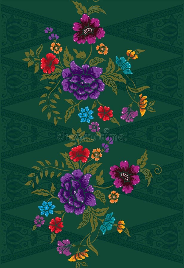 "Batik Songket" a Floral Textile Design Featuring Vibrant Flowers Stock ...