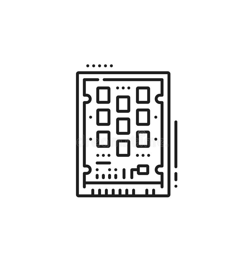 SSD Disk Drive Line Icon for Computer PC Hardware Stock Vector ...