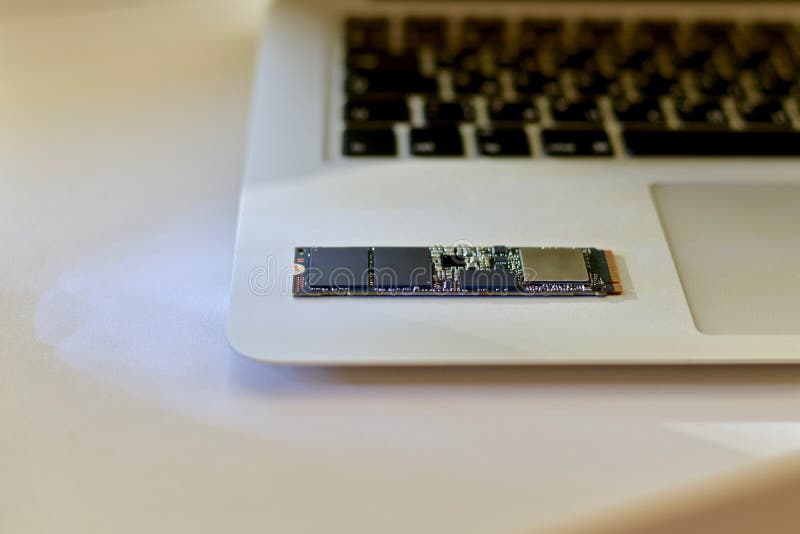 Chip SSD Drive on a Laptop in a Neutral Color. Stock Photo - Image of ...