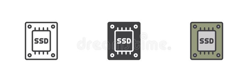 SSD Drive Different Style Icon Set Stock Illustration - Illustration of ...
