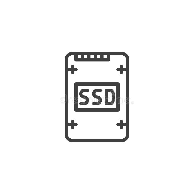 Solid State Drive Line Icon, Outline Vector Sign, Linear Style ...