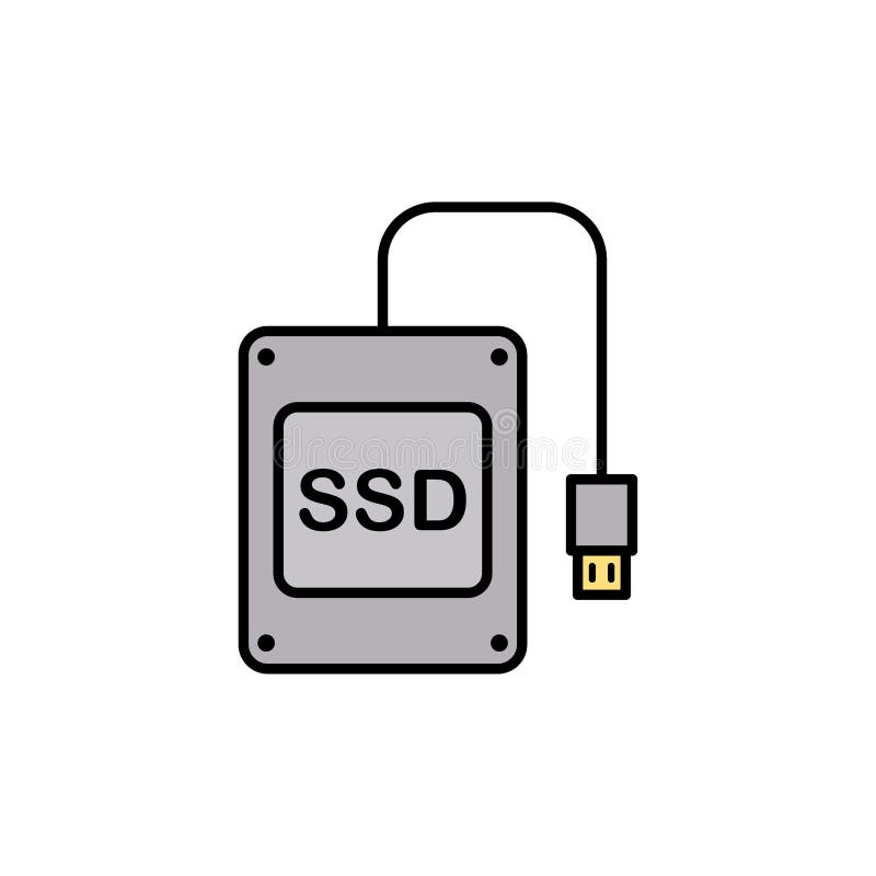 SSD Flat Vector Icon Sign Symbol Stock Vector - Illustration of device ...