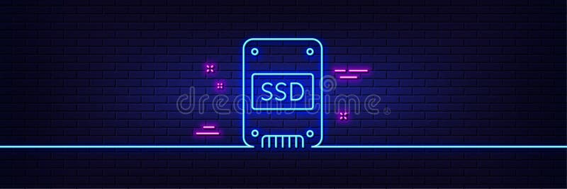 SSD Icon. Solid-state Drive Sign. Neon Light Glow Effect. Vector Stock ...
