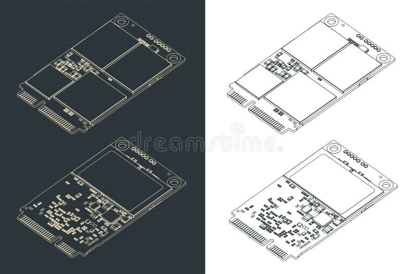 SSD isometric blueprints stock vector. Illustration of digital - 249032997