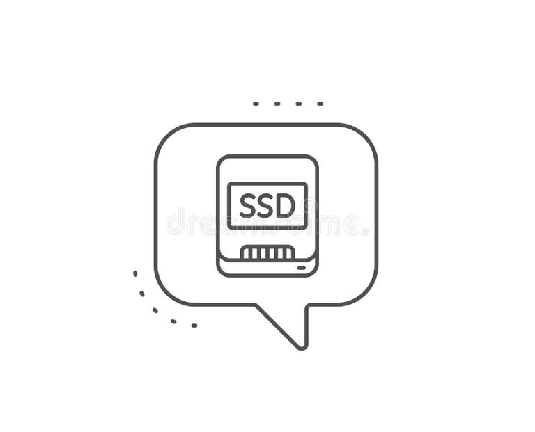 Ssd Line Icon. Computer Memory Component Sign. Data Storage. Vector ...