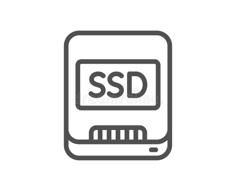 Ssd Line Icon Computer Memory Component Sign Data Storage Vector