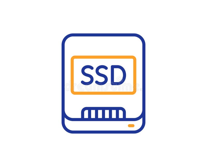 Ssd Line Icon. Computer Memory Component Sign. Data Storage. Vector ...
